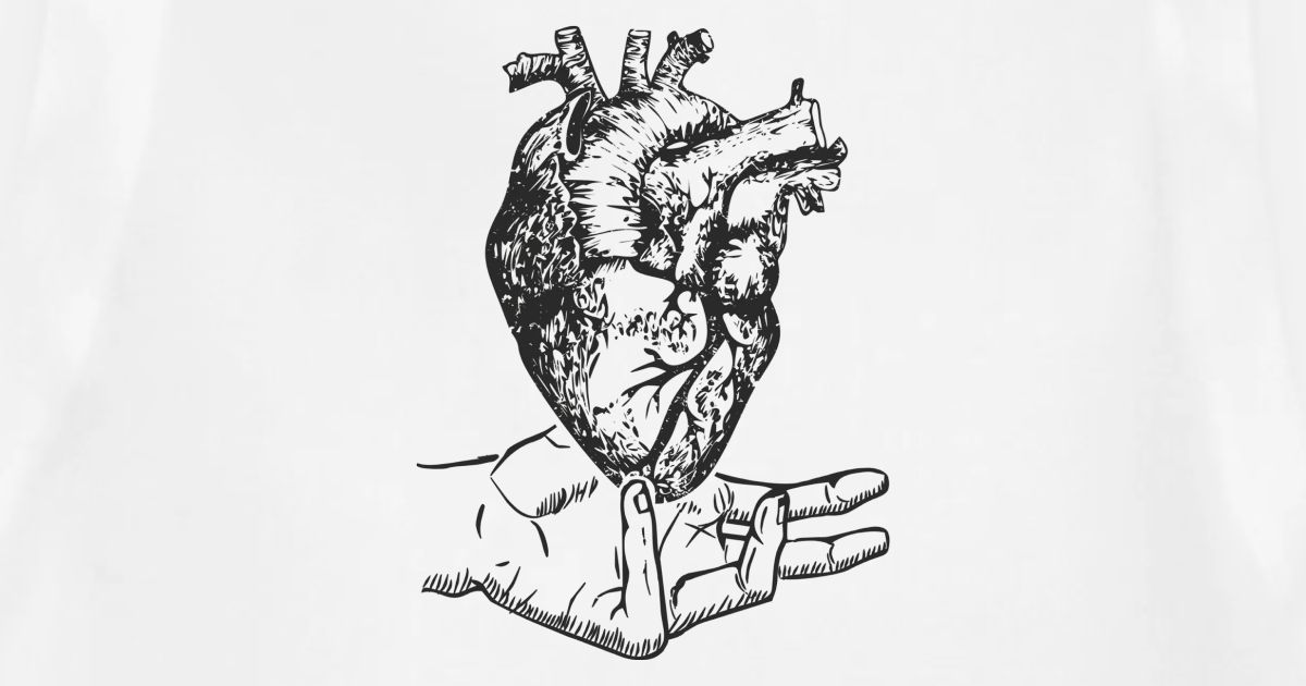 Hand Holding Human Heart Drawing Finished My Melting Anatomical Heart