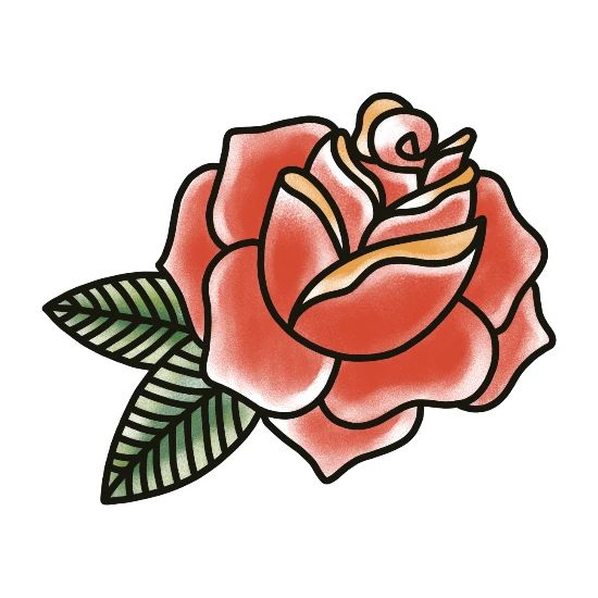 Traditional Rose Tattoo Drawing