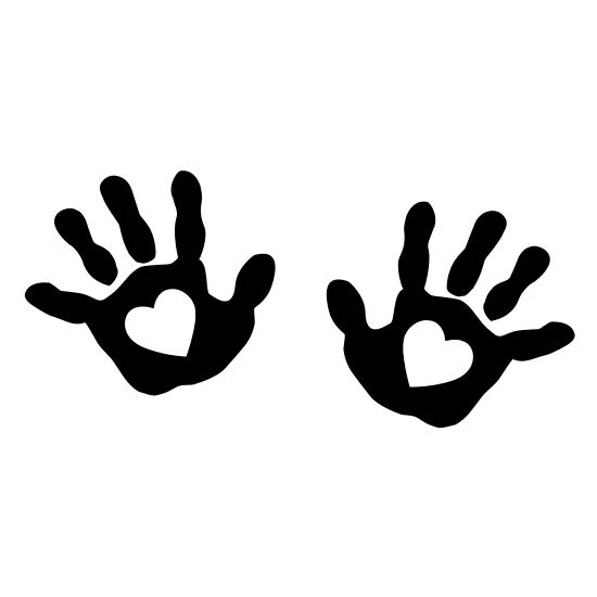 White Handprint With Heart