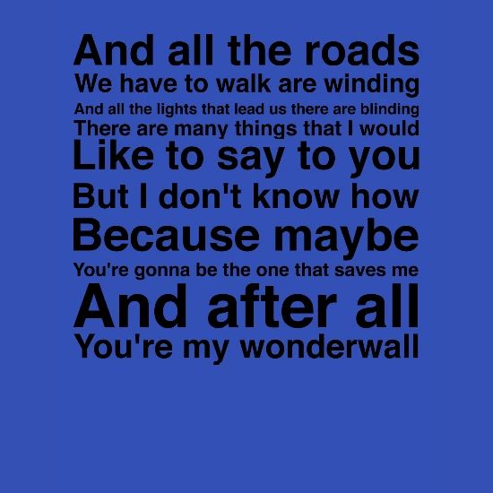 Wonderwall Lyrics Oasis Wonderwall Lyrics Print | I Don't Believe That