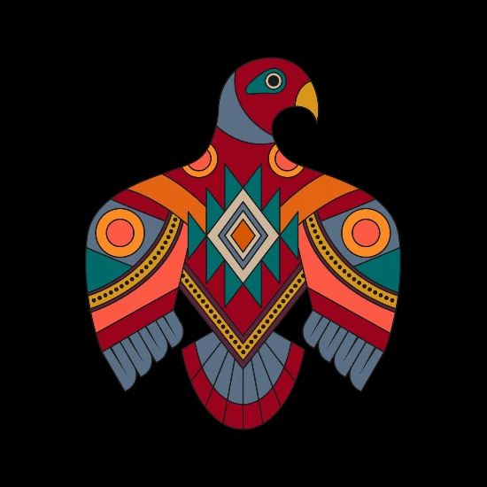 Native American Hawk Design Haida Eagle Art Print, Traditional