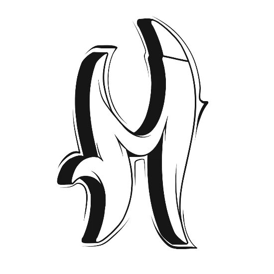 Lettre M Style Graffiti Alphabet Lettre M. Graffiti Avec Lignes De