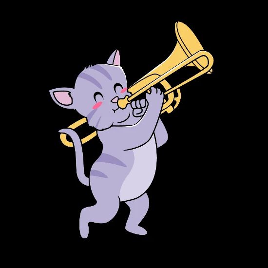 Cat Playing Trombone