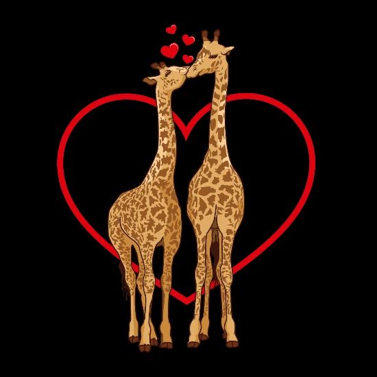Two Giraffes Making A Heart Tattoo