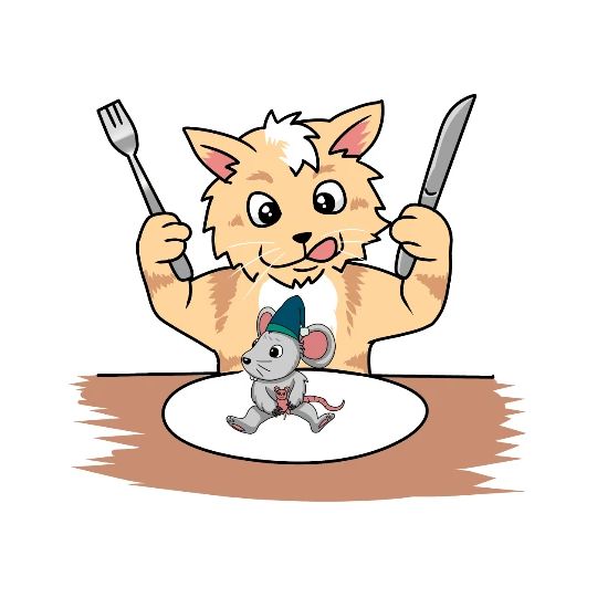 Cat Eating Mouse Drawing