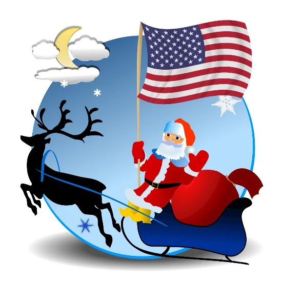 Santa Holding American Flag