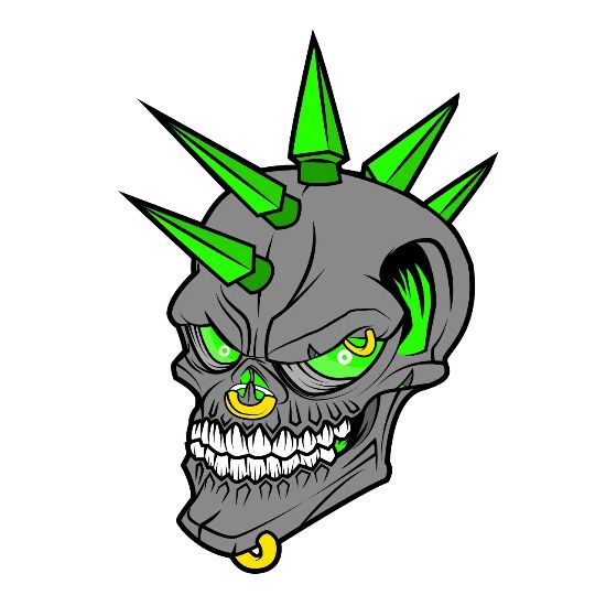 Mini CEMENT SKULL w/Spiked Mohawk Punk Rock Horror Gift Art ...
