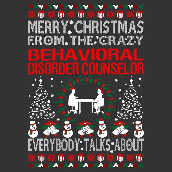 Merry Christmas Behavioral Disorder Counselor Ugly Women's Hoodie ...