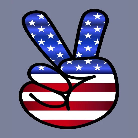 American Flag Peace Hand Sign