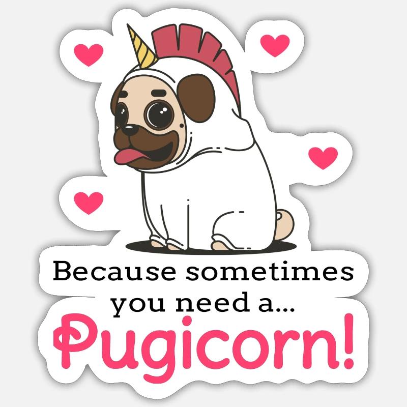Pugicorn Stickers | Unique Designs | Spreadshirt