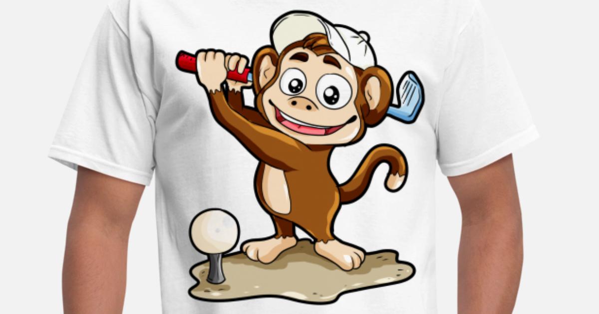 Monkey Playing Golf Minigolf par stroke tee hole Men's T-Shirt ...