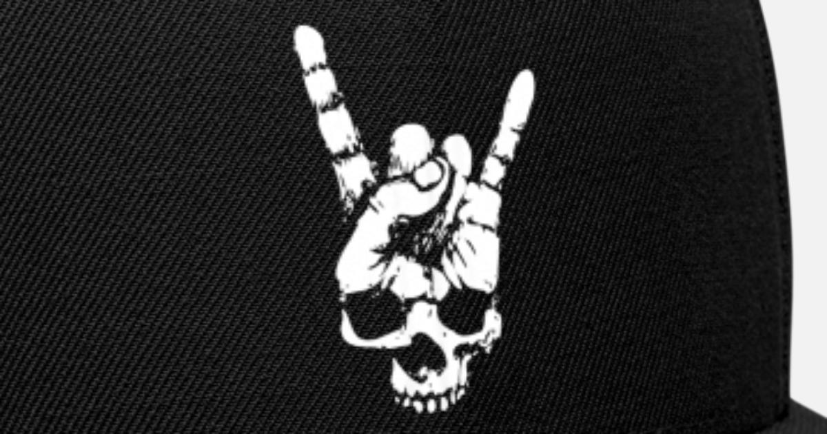 'heavy metal skull with devil horns hand' Snapback Cap | Spreadshirt