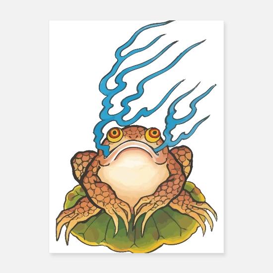 Traditional Japanese Frog Japanese Chill Frog, An Art Print By Yusuf