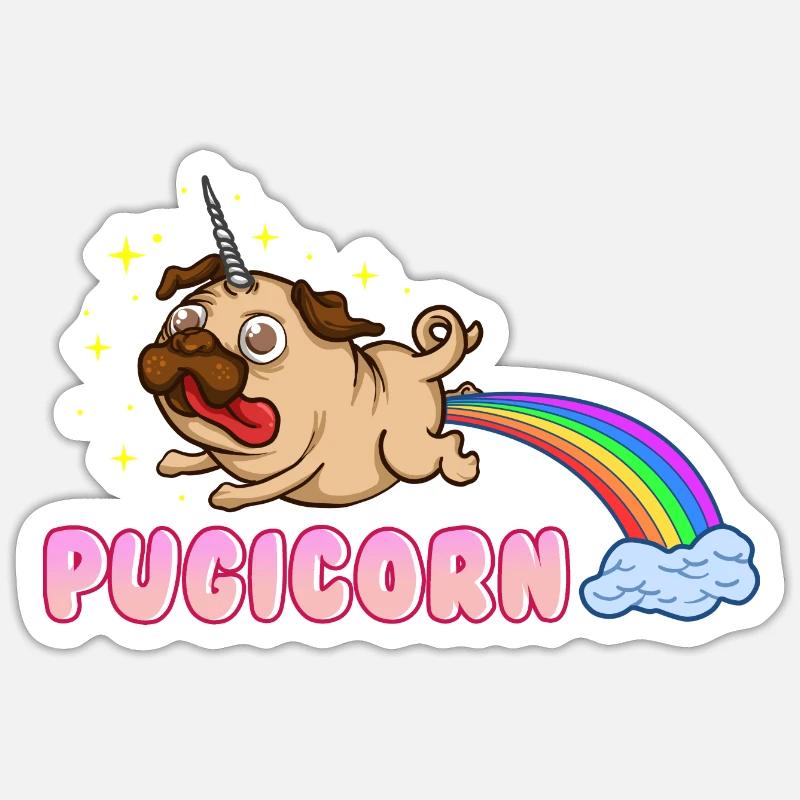 Pugicorn Stickers | Unique Designs | Spreadshirt