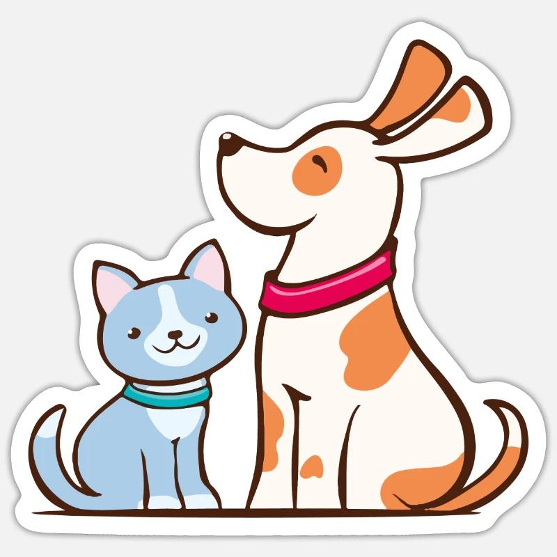 Cat-and-dog Stickers | Unique Designs | Spreadshirt