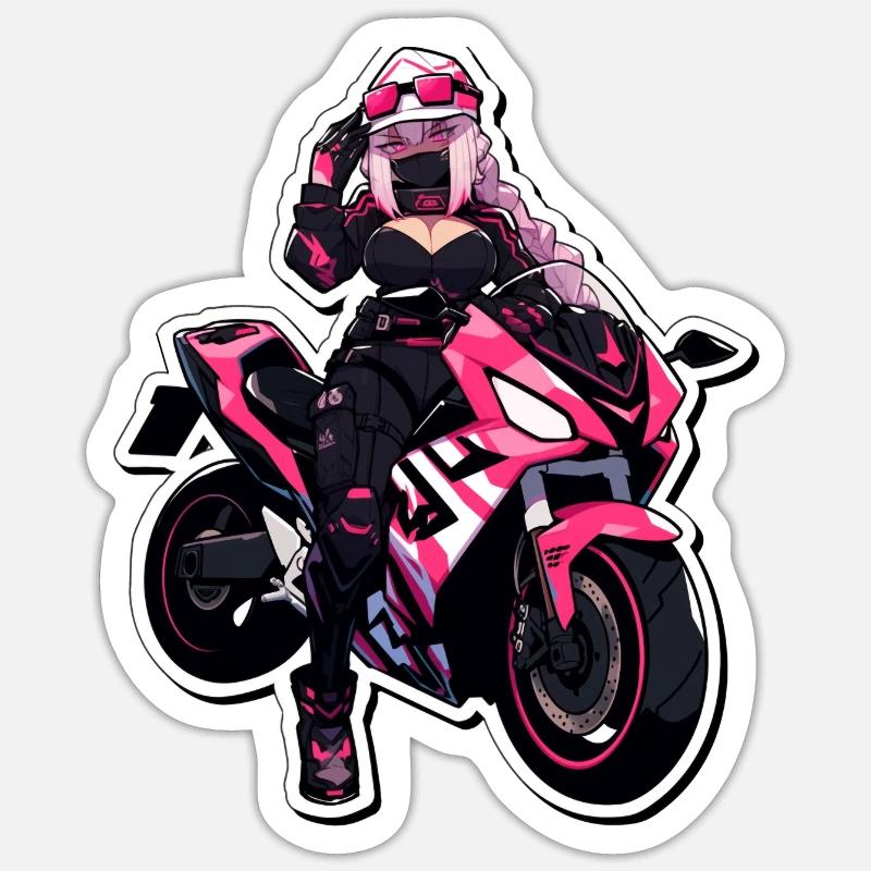 Biker Girl Stickers | Unique Designs | Spreadshirt