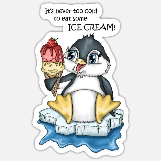 Penguin Eating Ice Cream Cute Penguin Enjoying Ice Cream Sticker