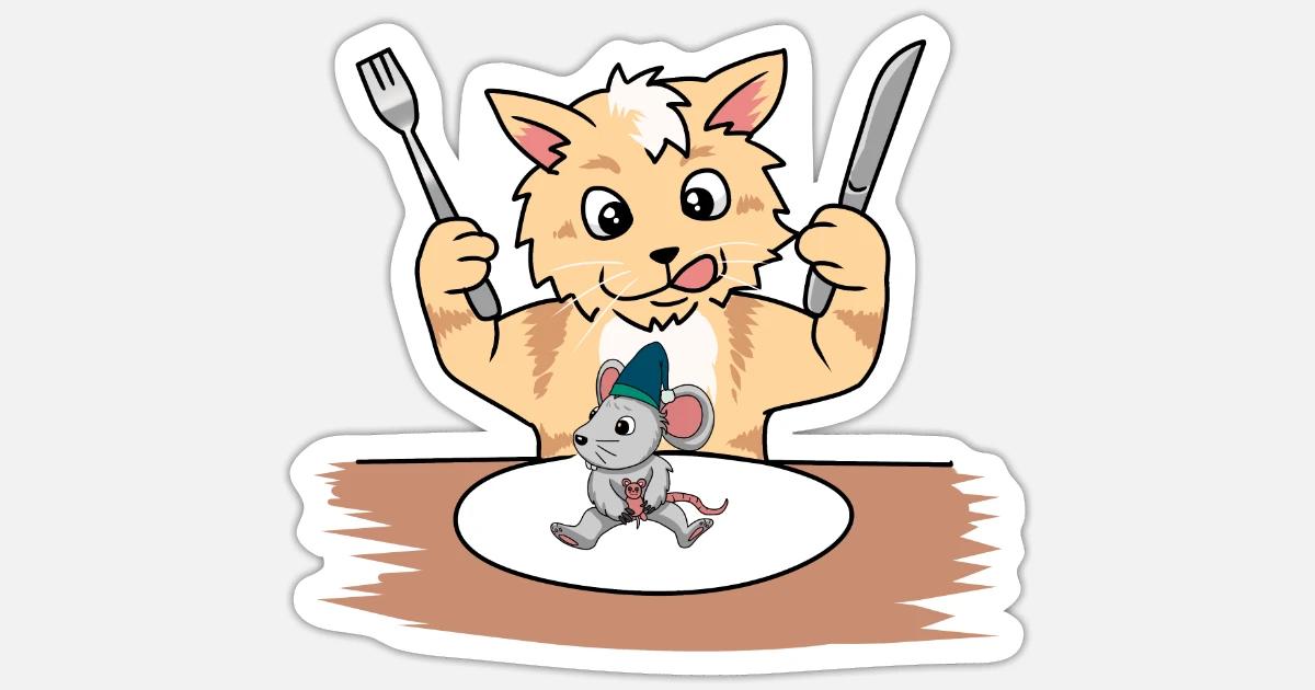 Cat Eating Mouse Drawing