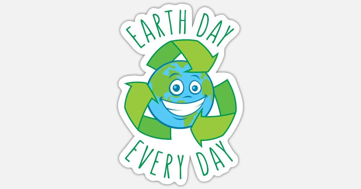 Earth Cartoon Recycle Earth Day Every Day Recycle Cartoon' Sticker