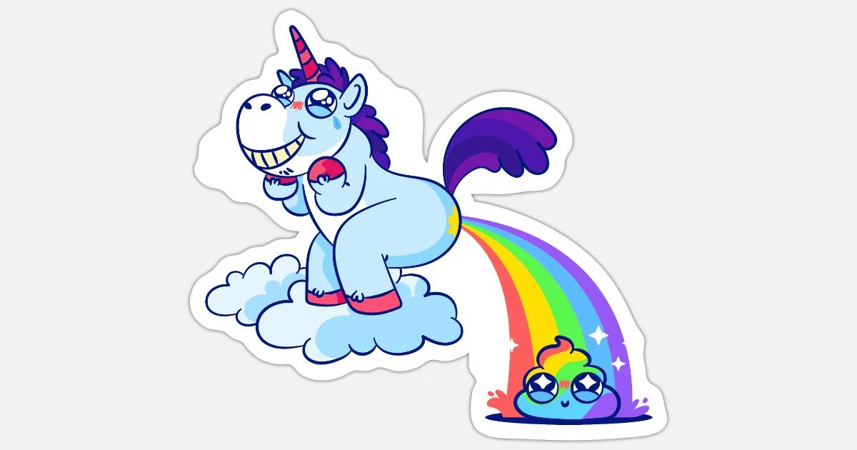 Cartoon Unicorns Pooping Rainbows