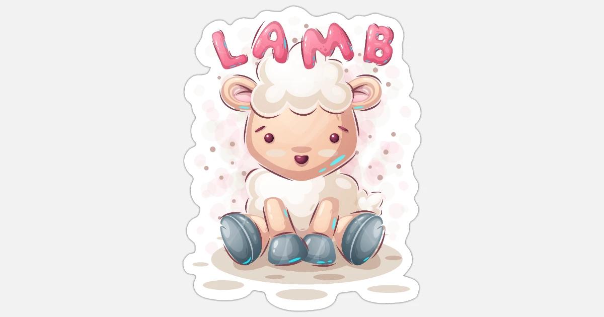 Cute Baby Lamb Cartoon Cute Fluffy Lamb Clipart Illustration, Cute