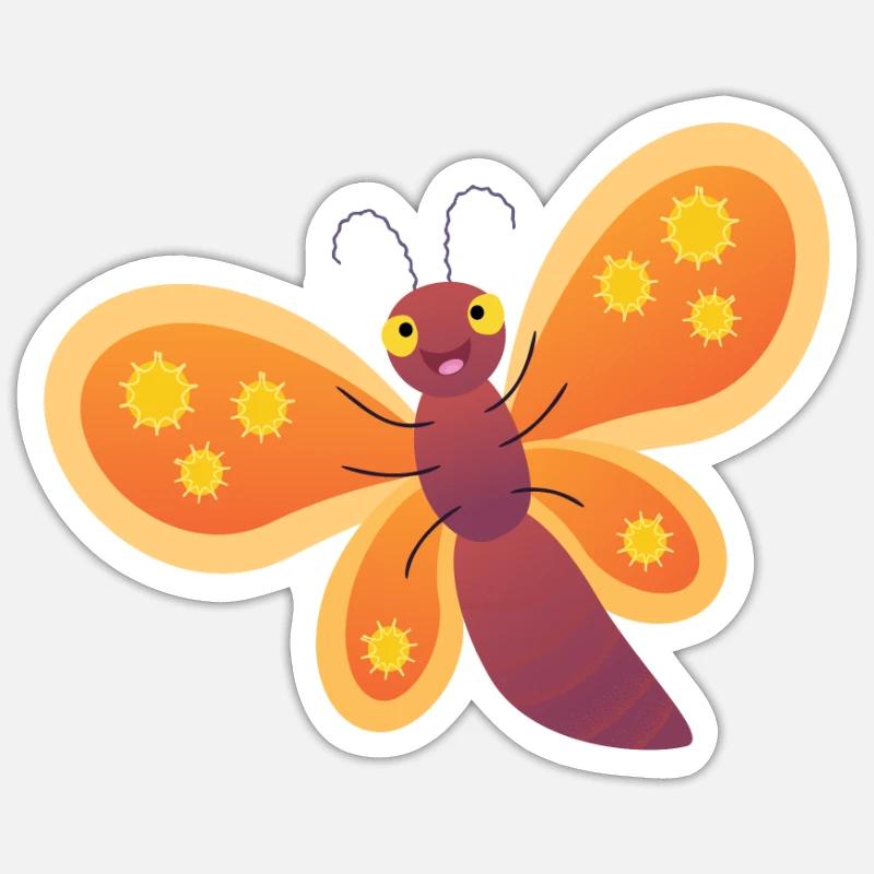 Orange Butterfly Cartoon Illustration Of Cute Cartoon Butterfly.