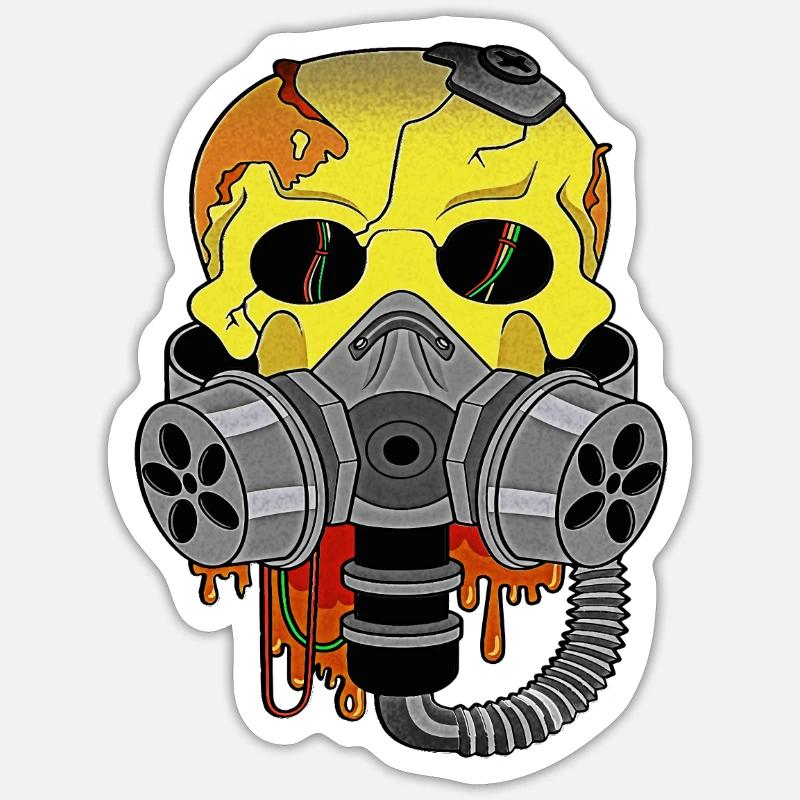Gas Mask Skull Skull Gas Mask Hat Decal Sticker DecalMonster.com