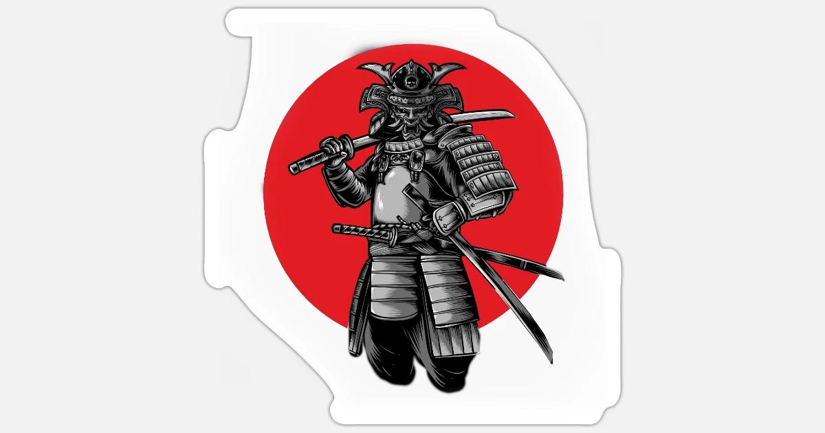 Vetor De Samurai Japones Samurai Warrior With Raised Sword Vector Flat