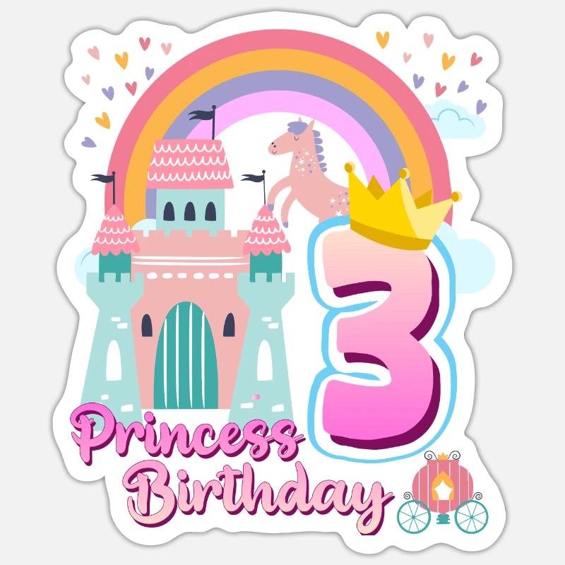 Princess Birthday Stickers Thank You Stickers | Princess Castle Theme