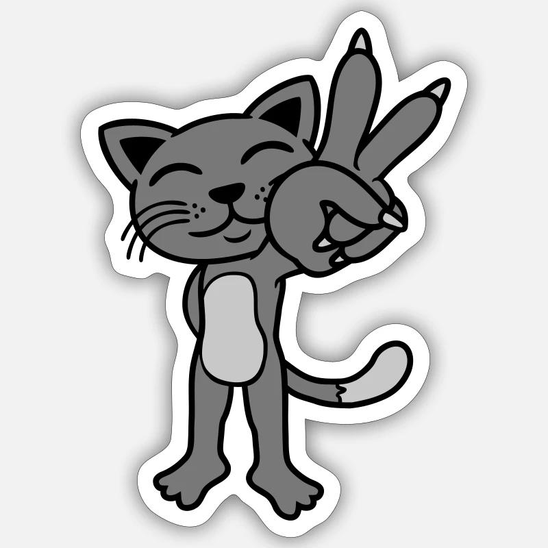 Cat Peace Sign Illustration Of A Cat Making A Peace Sign With...