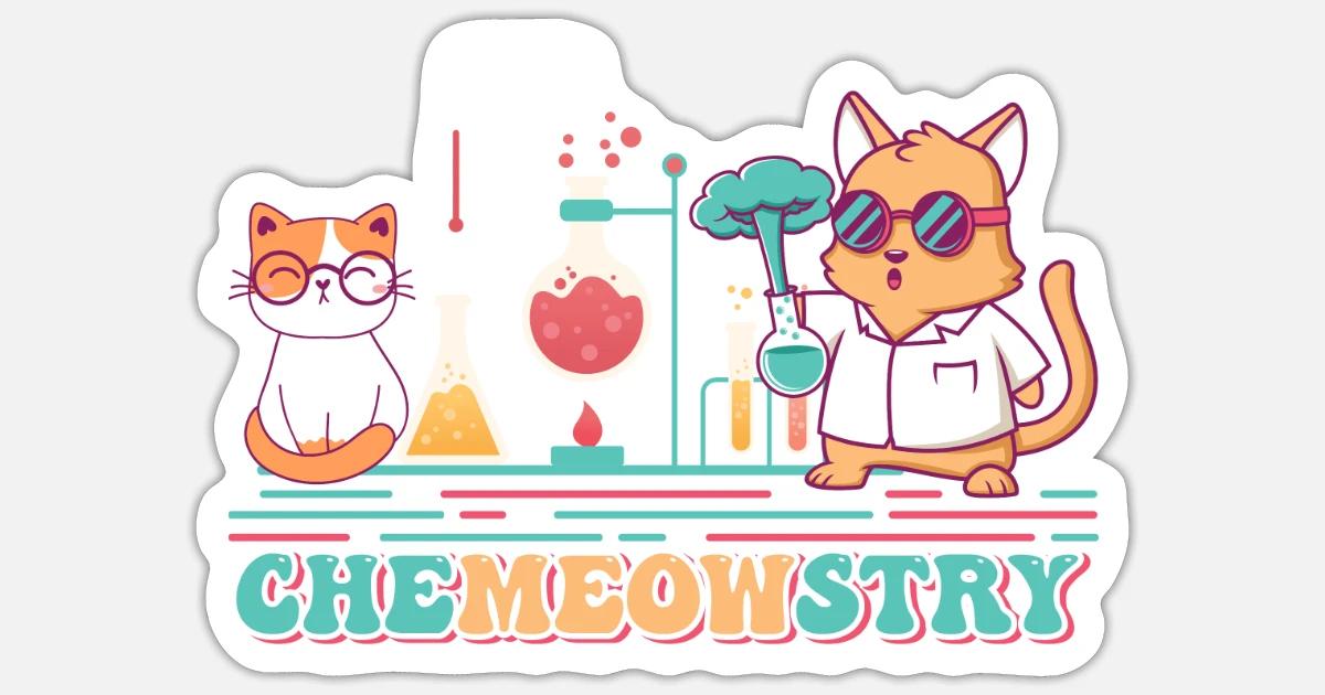 Feline Cat Chemistry Jokes Cats In Stem Science Cat Lover Glass