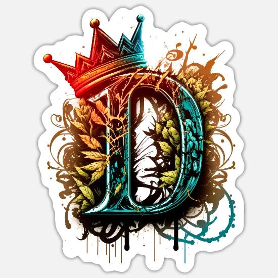 D In Graffiti POSH GRAFFITI Decorative Natural Wooden Letter D