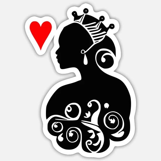 Queen Of Hearts Silhouette Fancy Queen Crown With Scrolls Hearts And